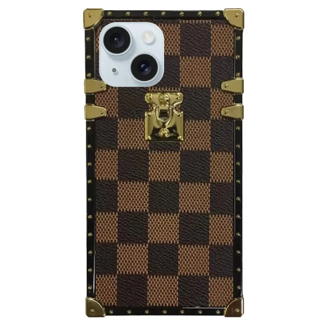 iPhone 13 Box Square Checker Case Brown | Cellaron