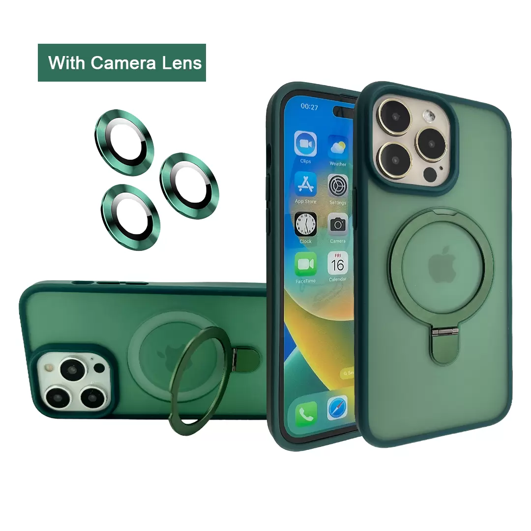 iPhone 15 Pro MagSafe Cam Smoke Kickstand Case Green | Cellaron
